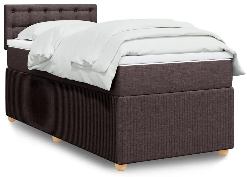 Box spring postel s matrací tmavě hnědá 90x200 cm textil