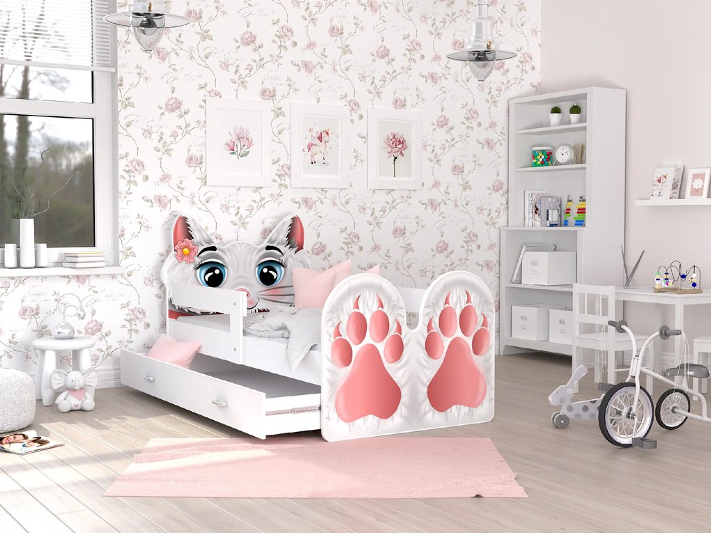 BabyBeds Dětská postel zvířátko KOČIČKA 1 Velikost postele: 140x80 cm Bílá