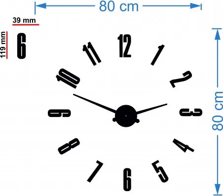 Nástěnné hodiny zrcadlo HOPARTI 3D DIY Hodiny jako obraz Moderní nalepovací nástěnné hodiny | 3D hodiny 12SZ041 HEU+