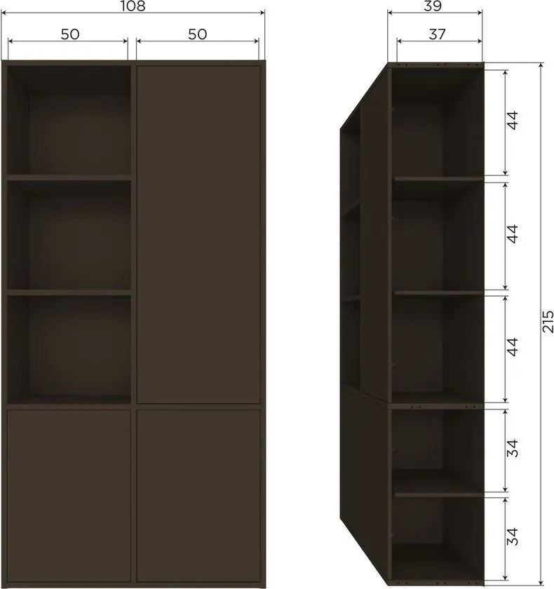 Tmavě hnědá modulární skříňka z borovicového dřeva 108x215 cm Meggy – WOOOD