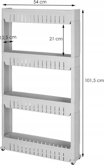 Skříňka na kolečkách 4 police SPRINGOS HA1014 šedá