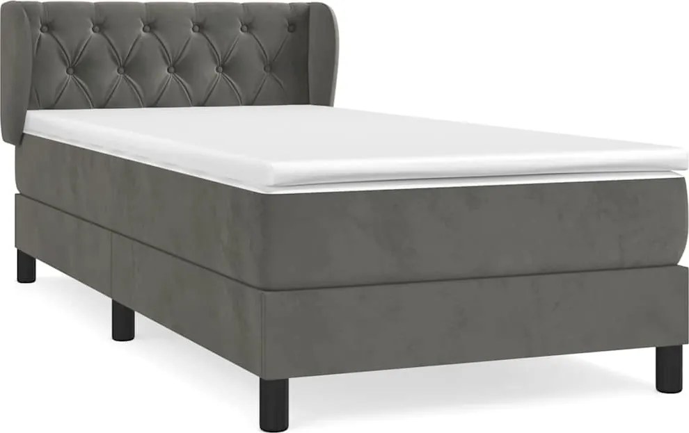 Box spring postel s matrací tmavě šedá 80 x 200 cm samet 3127638
