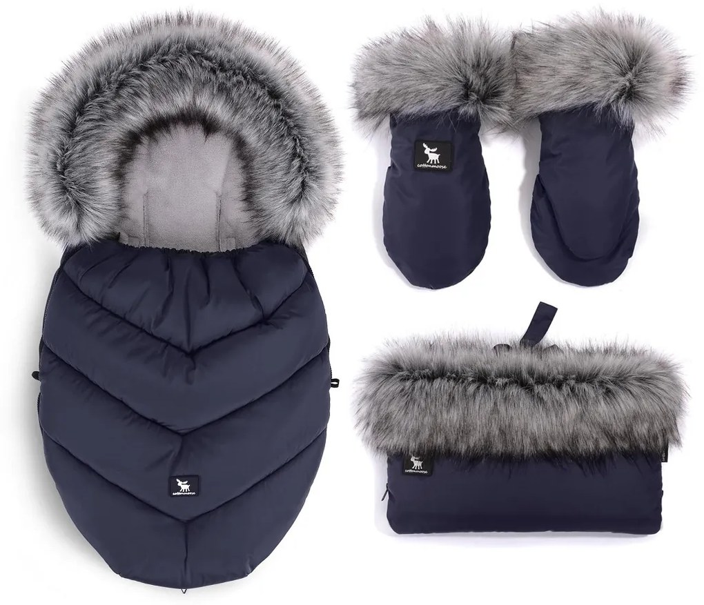 COTTONMOOSE Set zimní fusak, rukavice a rukávník Moose MINI Yukon Blue