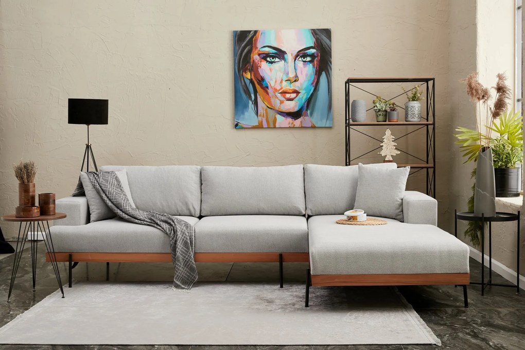 Hanah Home Rohová pohovka LIVA šedá pravá 287 cm 825BLC2816