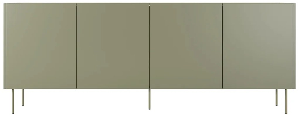 Komoda Desin 220 cm se dvěmi ukrytými zásuvkami - olivová / dub nagano