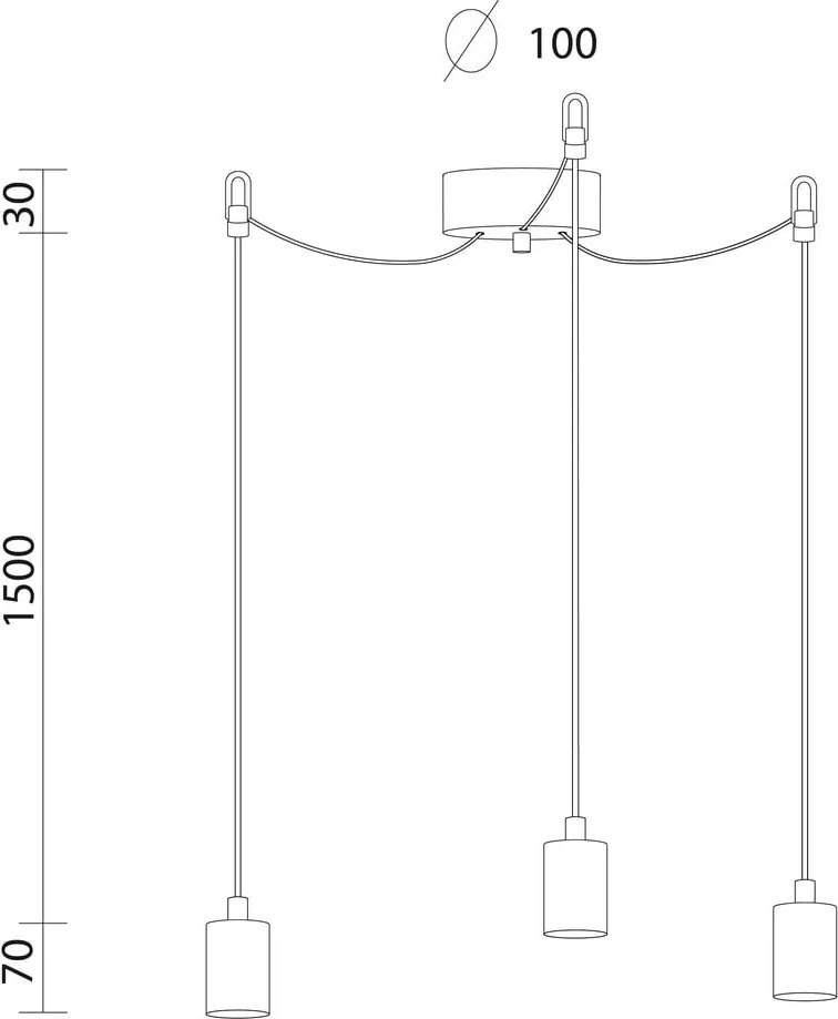 Černé závěsné svítidlo se 3 kabely Bulb Attack Cero Basic