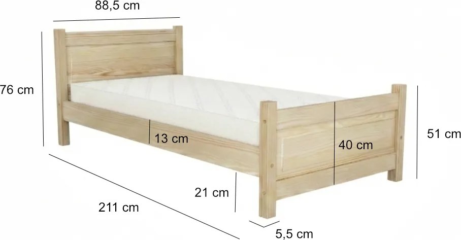 DJM Postel z Masivu NOBLE, 80x200 cm