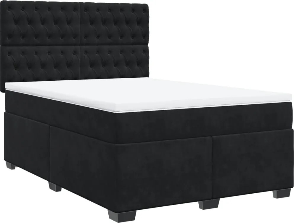 Box spring postel s matrací černá 160x200 cm samet 3290962