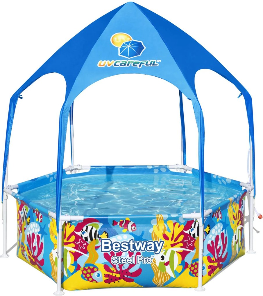 Nadzemní bazén s rámem Steel Pro se stříškou a sprchou 183 x 51 cm, 930 l BESTWAY 44687