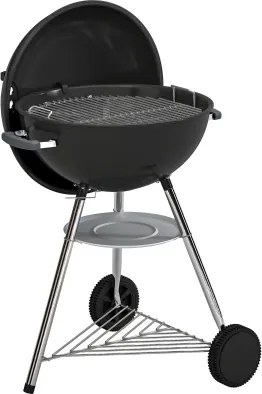Outsunny přenosný gril na dřevěné uhlí, kulatý venkovní gril s víkem, teploměrem, kolečky, černý