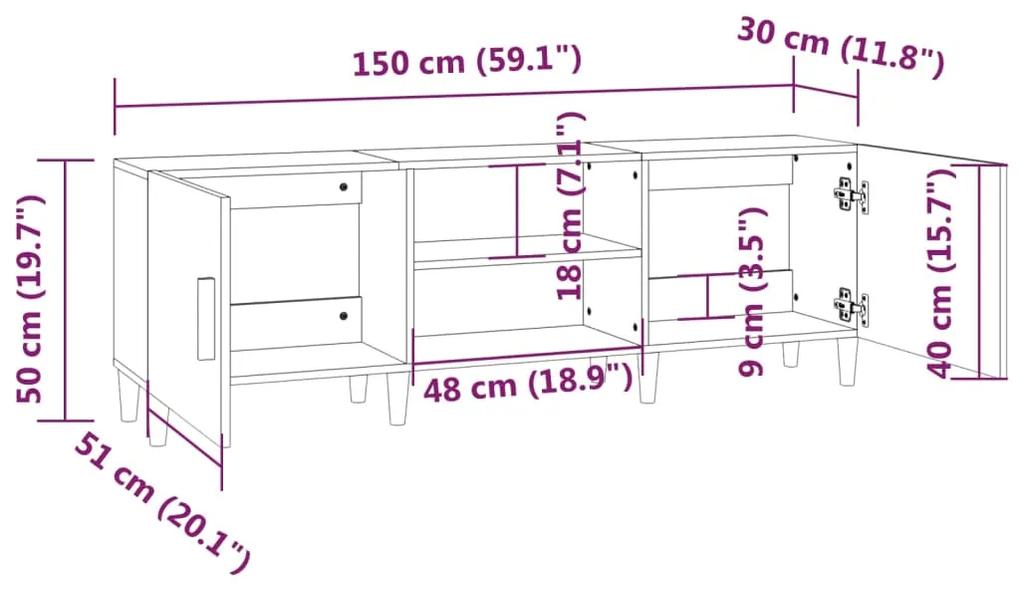 TV skříňka kouřový dub 150 x 30 x 50 cm kompozitní dřevo - Default Title