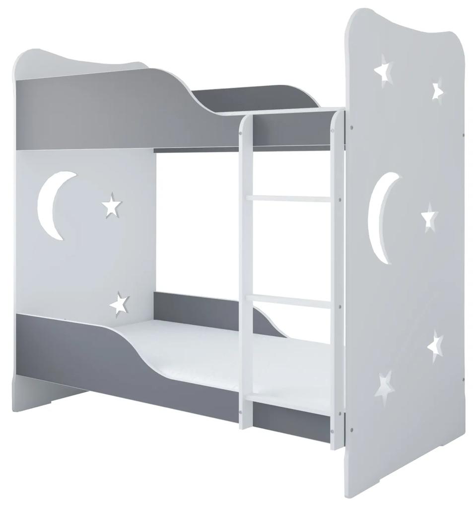 BabyBeds Dětská patrová postel STARS 180x80 Barevné provedení: Bílá, Úložný prostor: Ano, s úložným prostorem