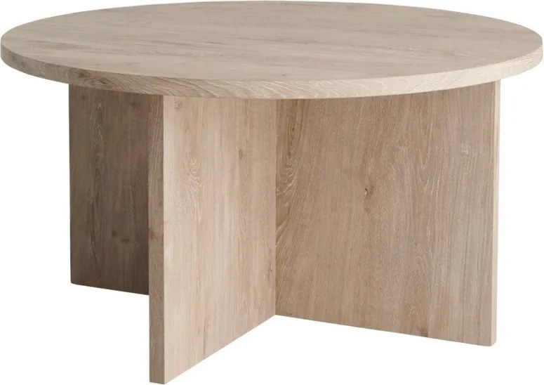 Kulatý konferenční stolek z MDF ve světle přírodní barvě ø 85 cm Poppy – Ellos Home