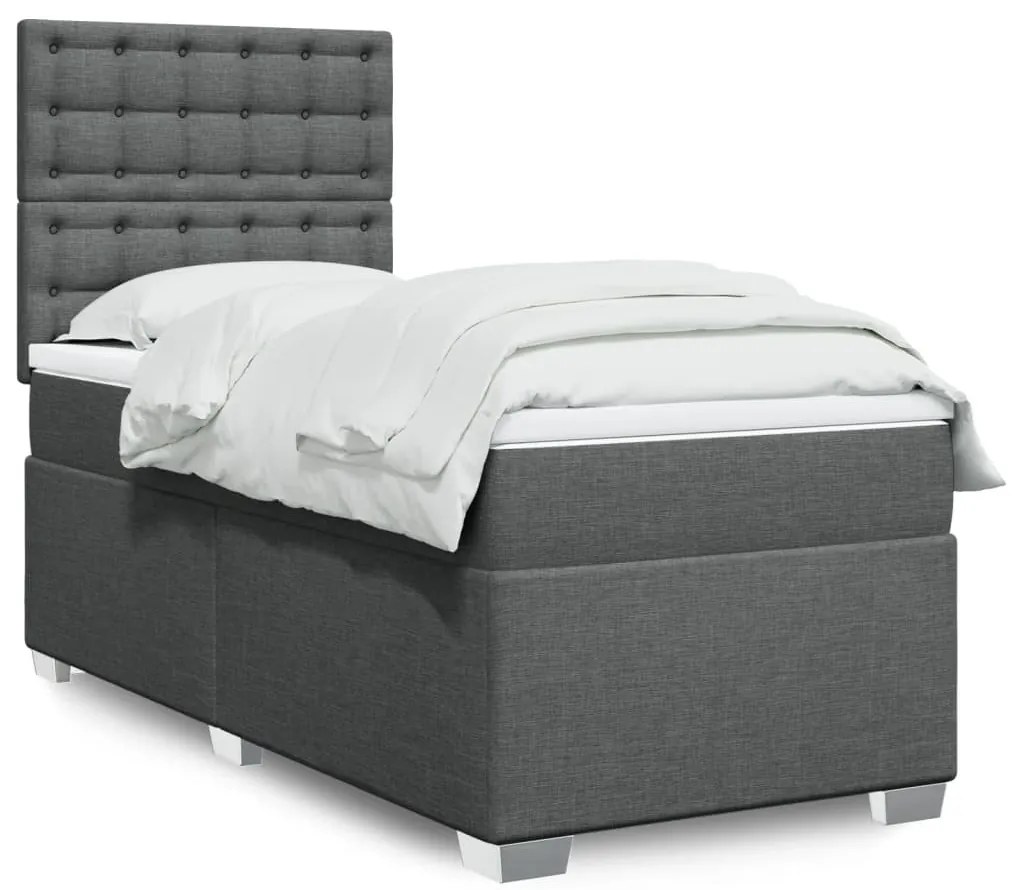 Box spring postel s matrací tmavě šedá 100 x 200 cm textil 3290414