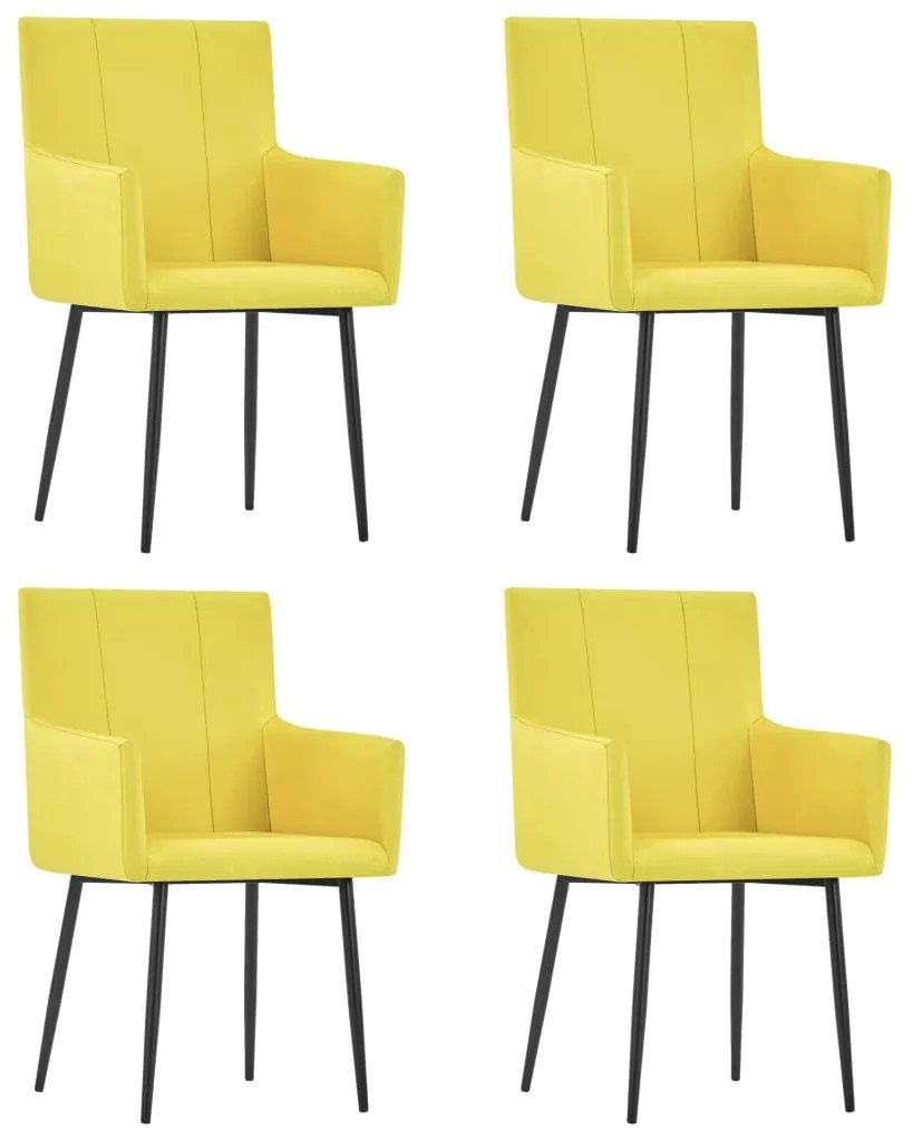 Jídelní židle s područkami 4 ks žluté textil - Default Title