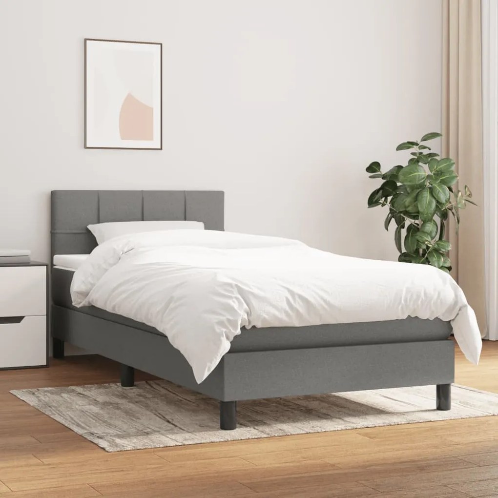 Box spring postel s matrací tmavě šedá 100 x 200 cm textil 3140034