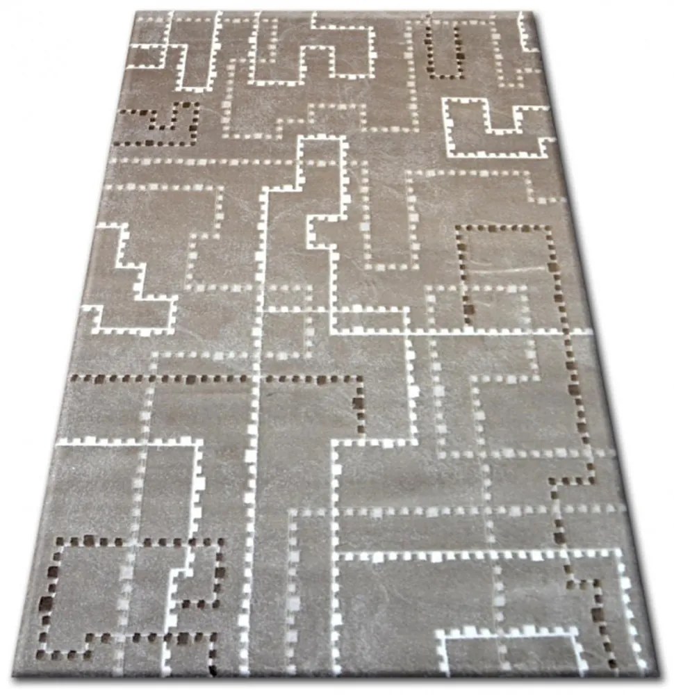 Luxusní kusový koberec akryl Tetris hnědý 160x230cm