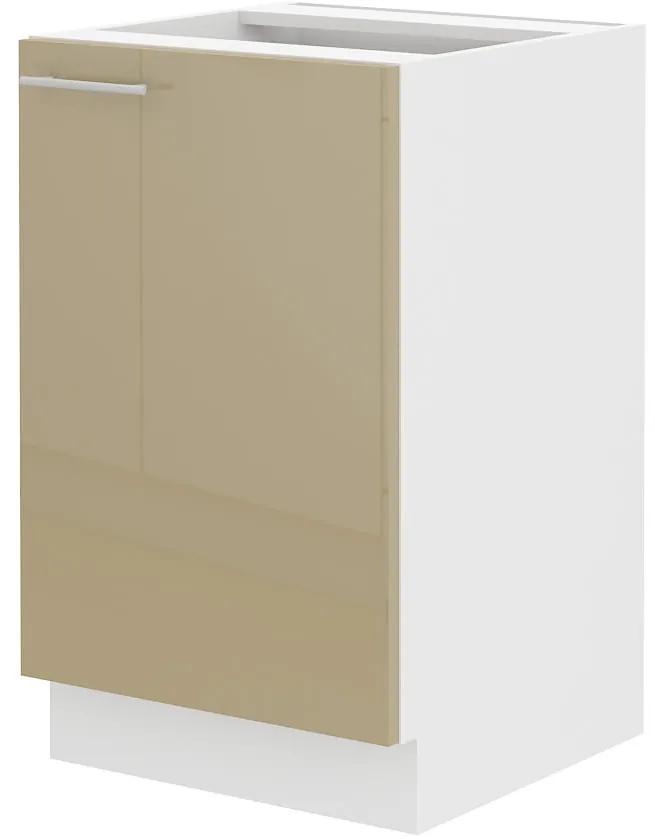 Dolní kuchyňská skříňka Lavera 60 D 1F BB (bílá + lesk cappucino). 1032372