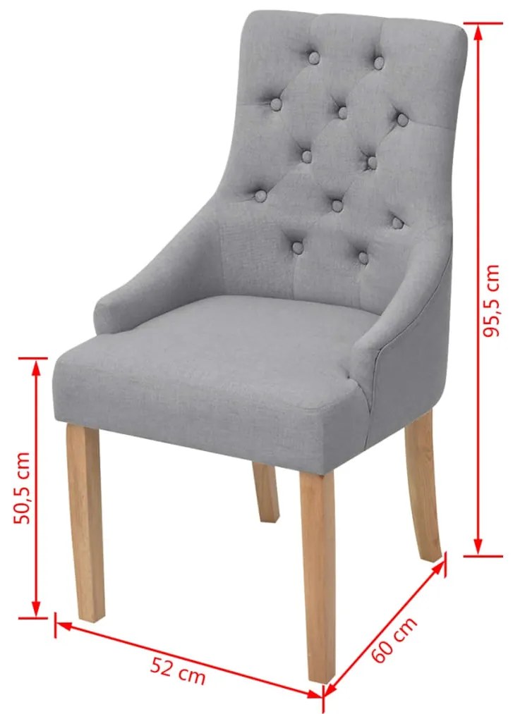 Jídelní židle 4 ks světle šedé textil - Default Title