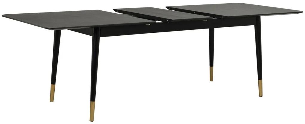 Černý jasanový rozkládací jídelní stůl ROWICO FENWOOD 180-220-260 x 90 cm
