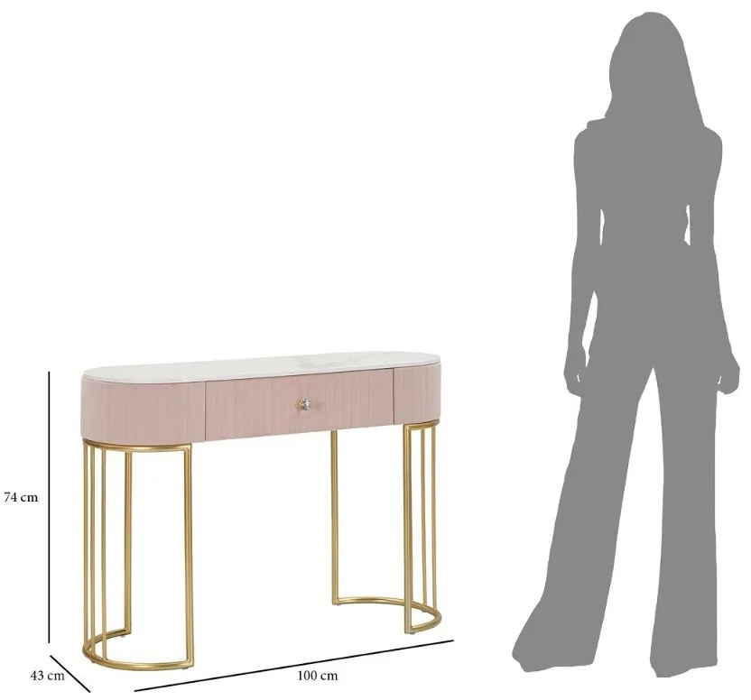 Designová konzole Hadassah 100 cm růžová