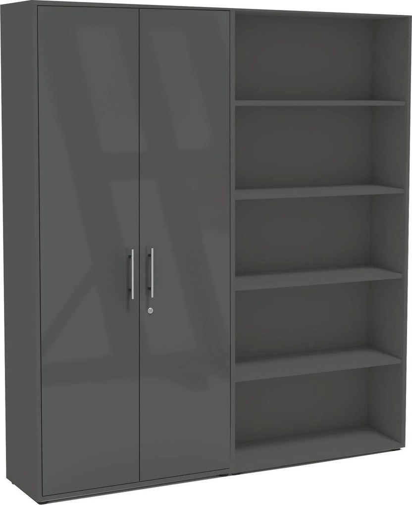 XXXLutz SKŘÍŇ NA ŠANONY, antracitová, vysoce lesklá antracitová, 168,8/185,6/33 cm MID.YOU - Online Only kancelářský nábytek - 001067017101