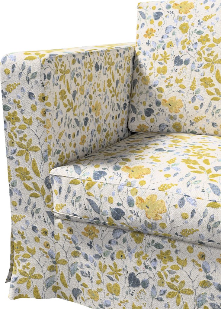 Potah na pohovku IKEA  Karlanda 3-místná nerozkládací, dlouhý barva žlutá látka pletený vzor, vzorované
