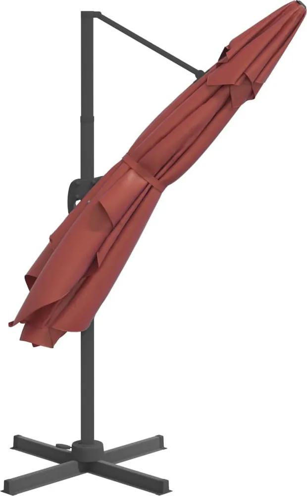 vidaXL Konzolový slunečník s hliníkovou tyčí terakota 400 x 300 cm [319926]