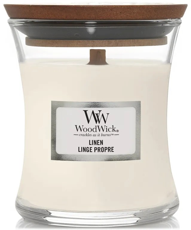 WoodWick – svíčka Linen (Čistý len) Velikost: střední 275 g