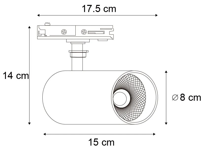 Moderní bodové svítidlo černé pro 1fázový kolejnicový systém - Iconic Mark