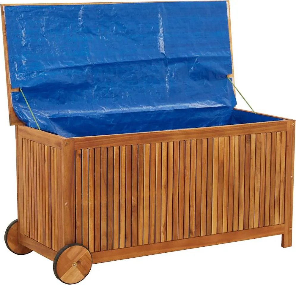 Zahradní úložný box s kolečky 113 x 50 x 58 cm masivní akácie 319712