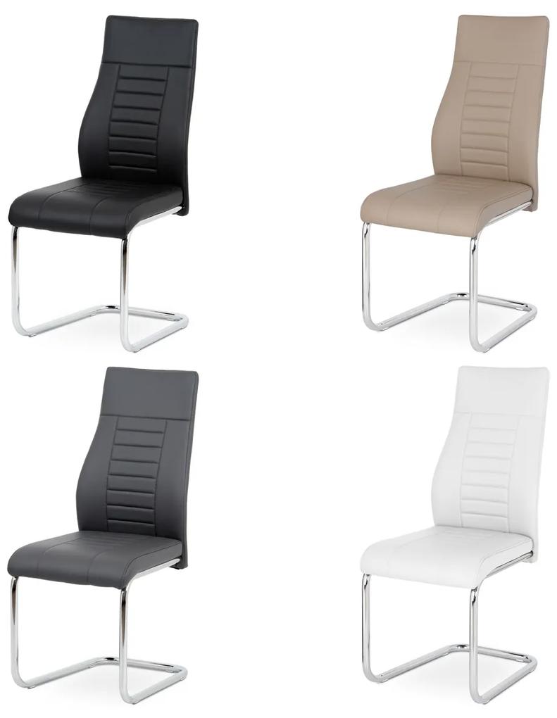 AUTRONIC Jídelní židle, šedá koženka / chrom