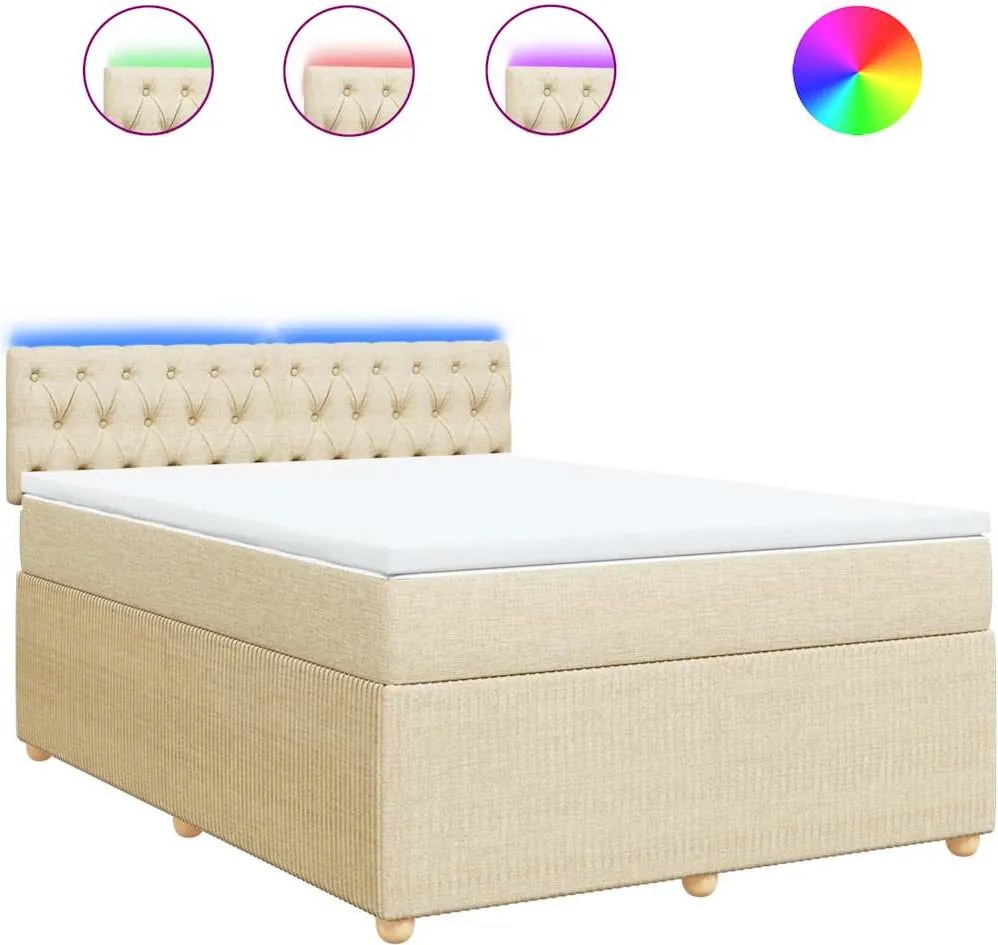 Box spring postel s matrací krémová 140x200 cm textil 3289791