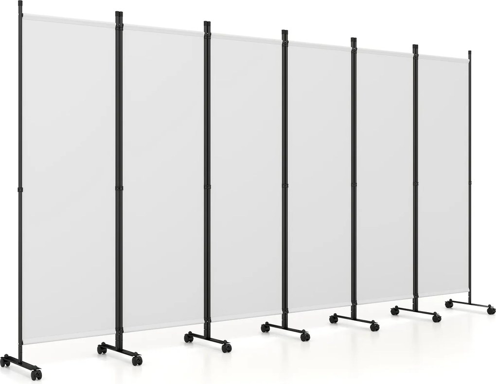 Costway Šestidílný skládací paraván 330 × 173 cm, bílý