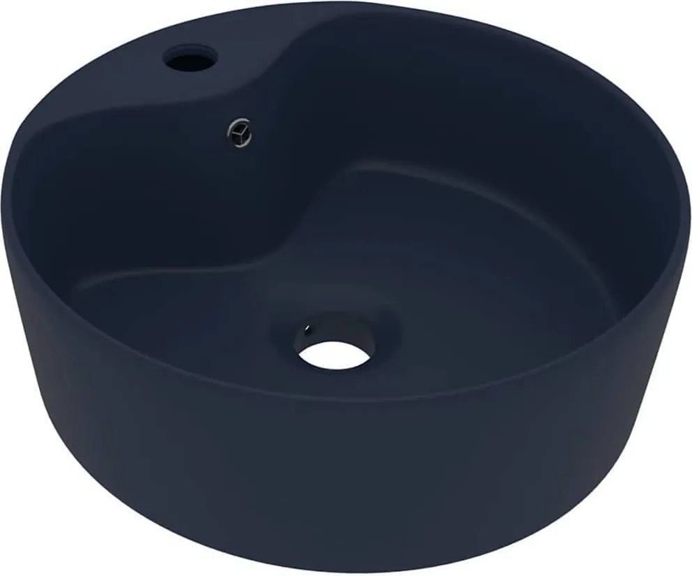 Luxusní umyvadlo přepad matné tmavě modré 36 x 13 cm keramické 147034