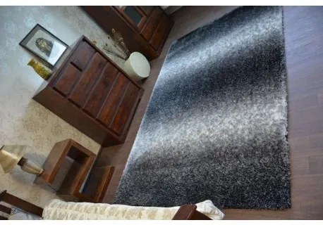 Kusový koberec Shaggy SPACE 3D B315 černá/šedá velikost 80x150 cm | krásné koberce cz