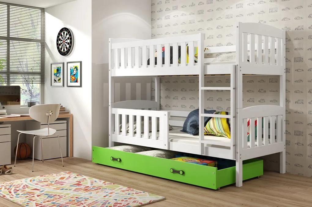 BMS Group Dětská patrová postel s úložným prostorem KUBUS bílá Velikost postele: 200x90 cm, Barva šuplíku: Grafit