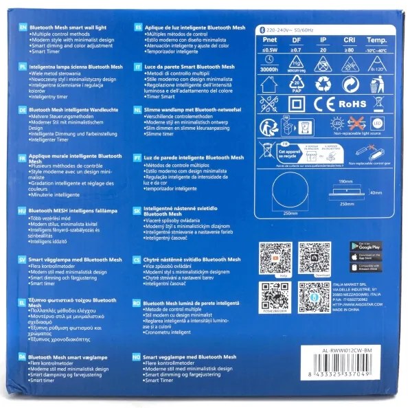 Aigostar - LED Stmívatelné nástěnné svítidlo MESH Smart LED/12W/230V bílá