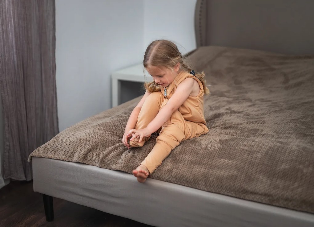 Sleepee Lehký spací pytel s nohavicemi HOŘČICOVÝ z bavlny Zvolte rozměr: M (3 - 4 roky)
