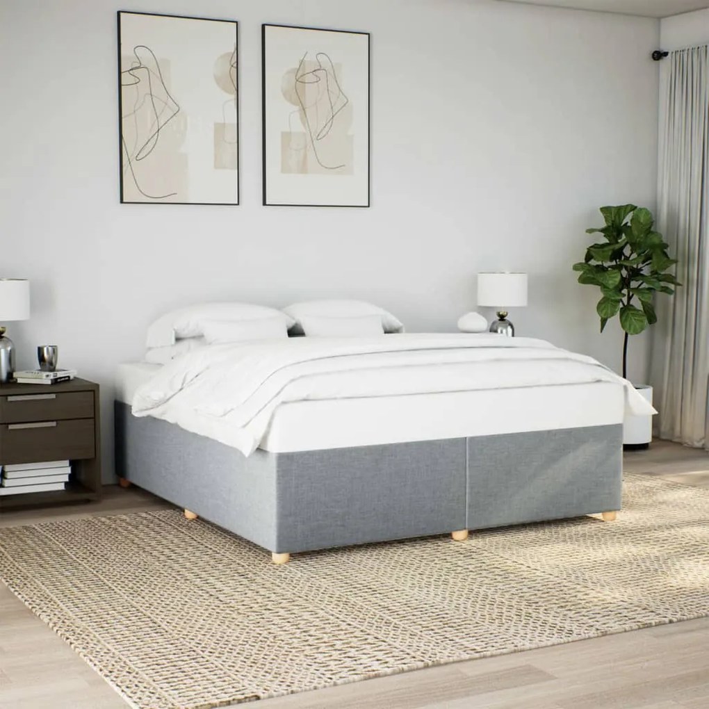 Rám postele bez matrace světle šedý 200 x 200 cm textil 3284757