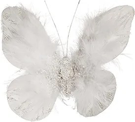 Vánoční ozdoba motýl na klip Sia Home Fashion bílý 16cm