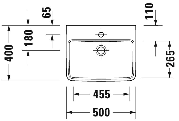 Duravit No.1 - Umyvátko do nábytku, 1 otvor pro armaturu propíchnutý 500 x 400 mm, bílá 07435000002