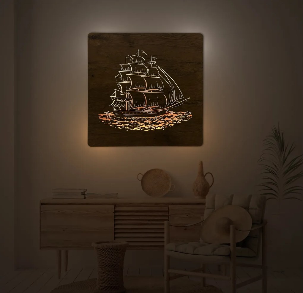 Li-Go "Plachetnice" světelný obraz 230V 70x70 cm provedení povrchu: bílá