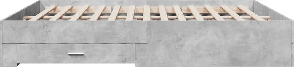 Rám postele se zásuvkami betonově šedý 200 x 200 cm kompozit 3280359