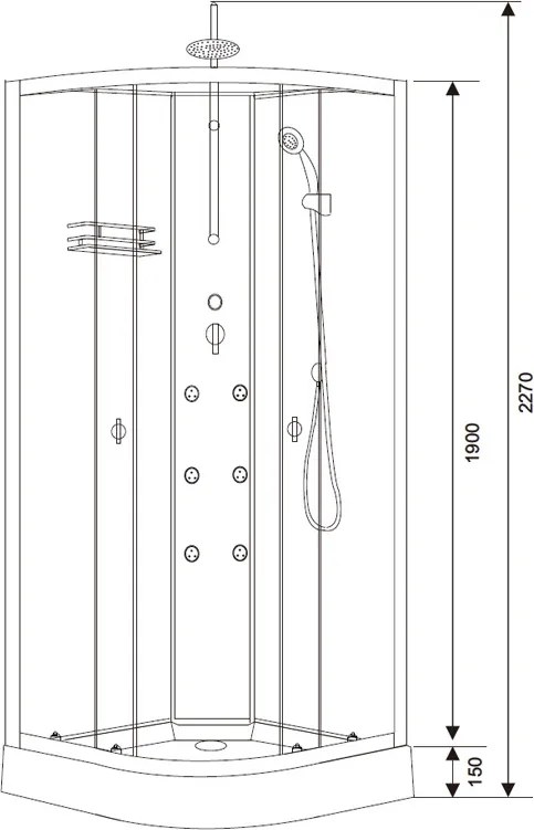 BPS-koupelny Hydromasážní box HYD-R77W 90, 90x90
