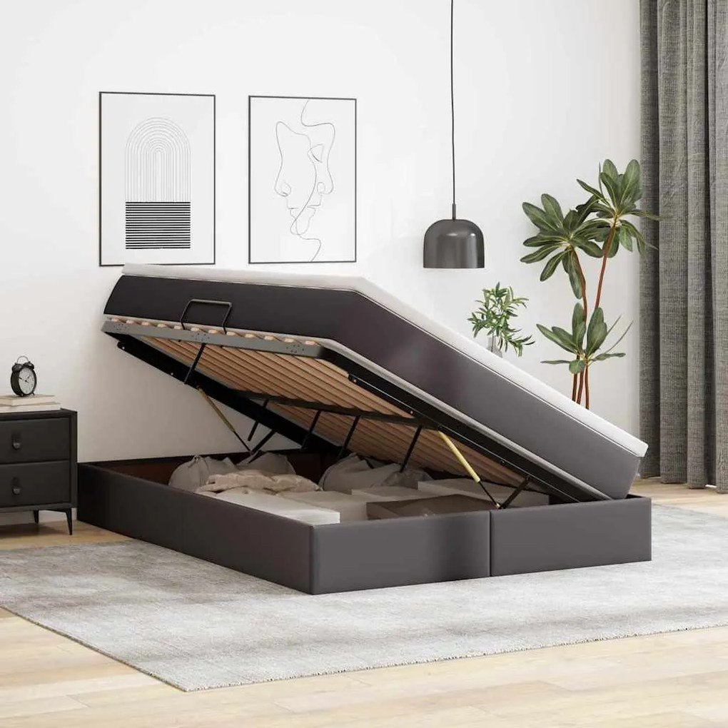 Postel s úložným prostorem a matrací Šedá 140 x 190 cm 3370164