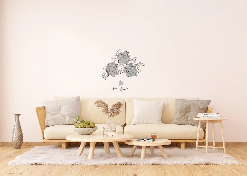 Samolepka na zeď Malované Černo-Bílé Růže | 65 x 85 cm | DFL1034
