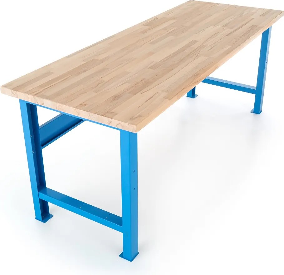 Dílenský stůl Basic s čelní deskou 200 x 80 cm, modrá - ral 5012