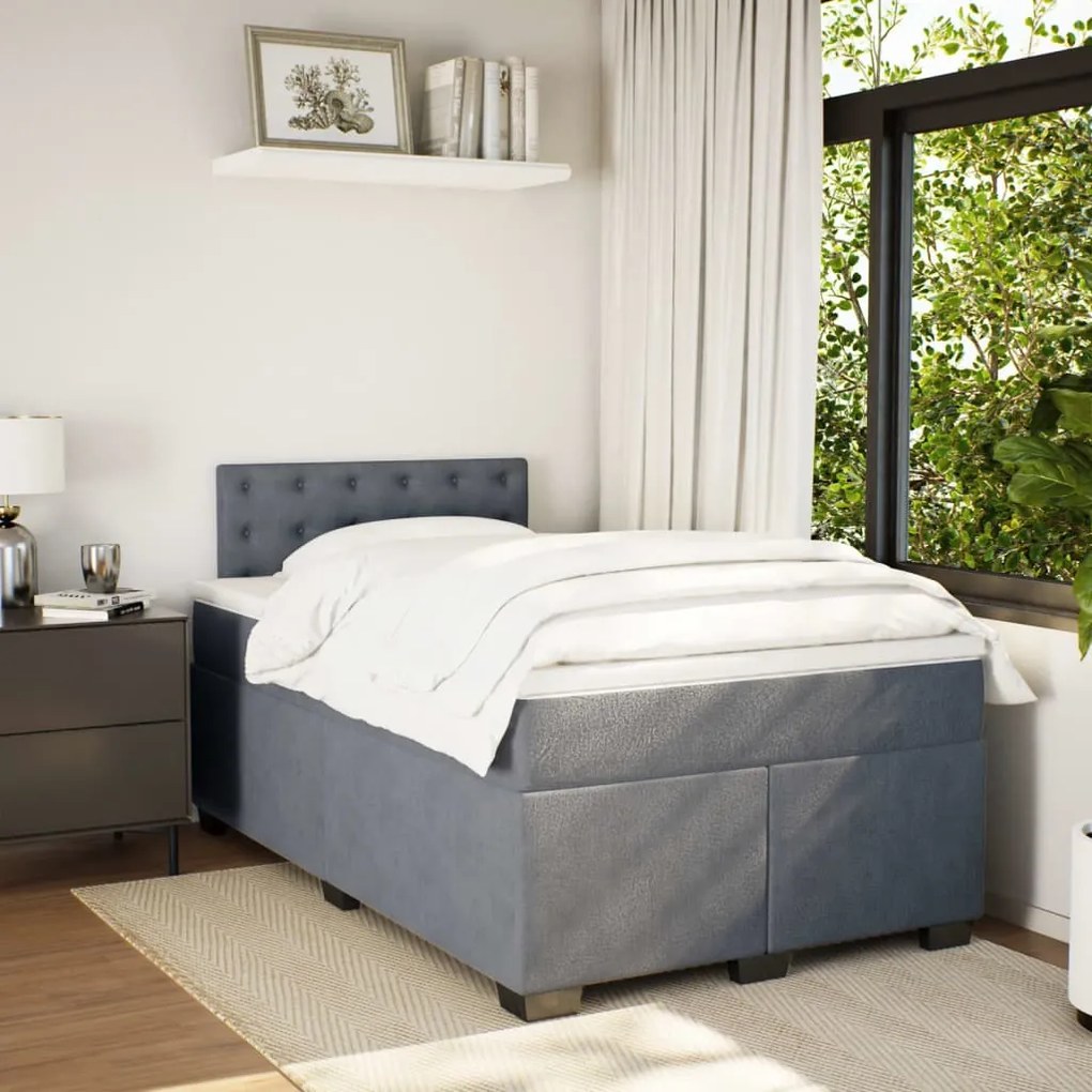 Box spring postel s matrací tmavě šedý 120x190 cm samet 3288571