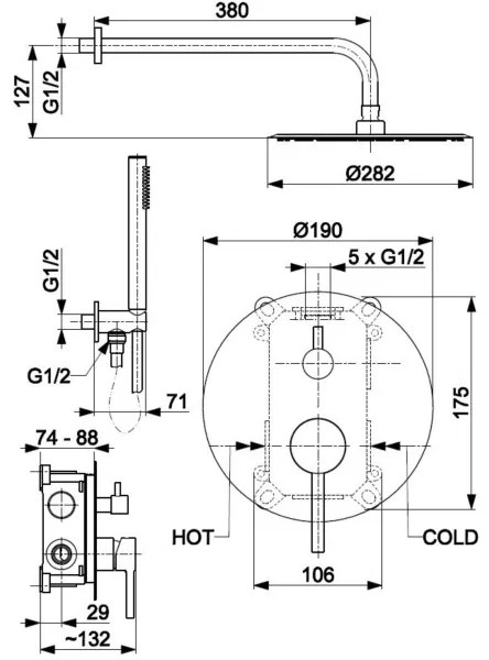 KFA Armatura 5039-501-00 - Sprchová sada s podomítkovou baterií MOZA lesk. chrom